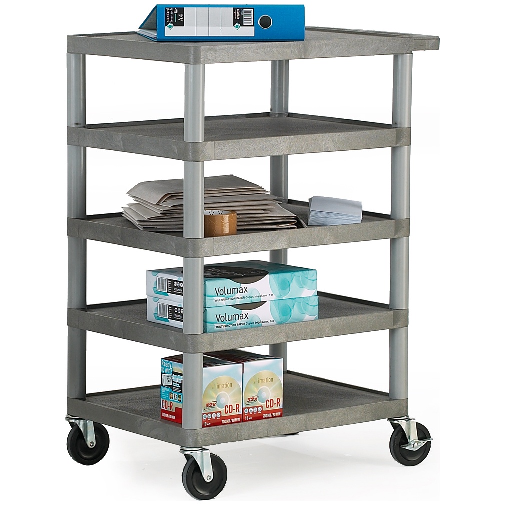 5 Shelf Grey Service Trolley | Standard Shelf Trolleys