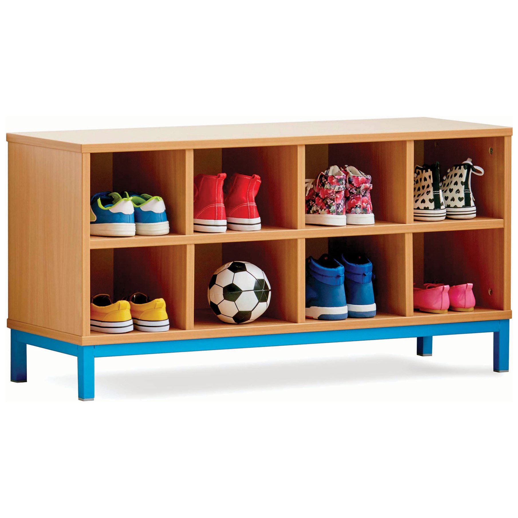 Cloakroom Storage Bench With 8 Open Compartments | Educational ...
