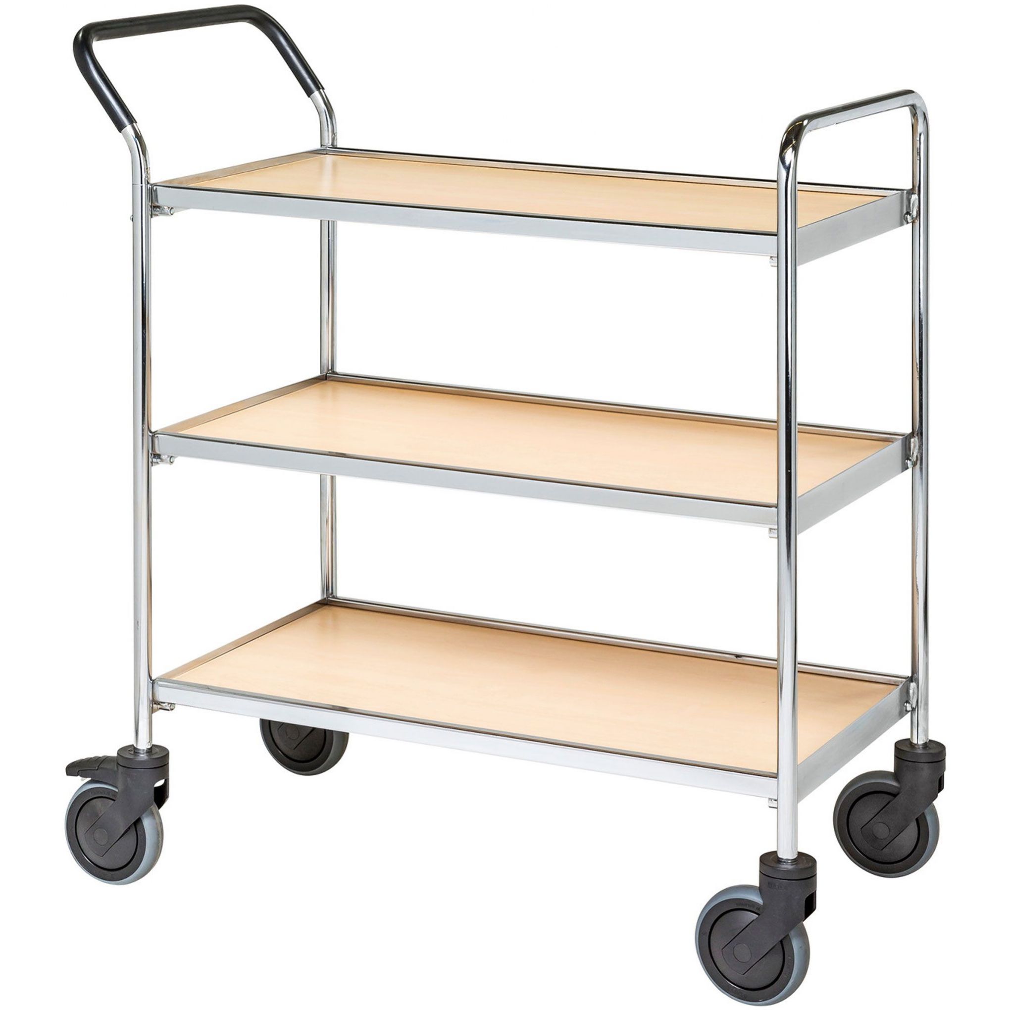 Konga 3 Tier Chrome Service Trolley with Beech Shelves | Standard Shelf ...